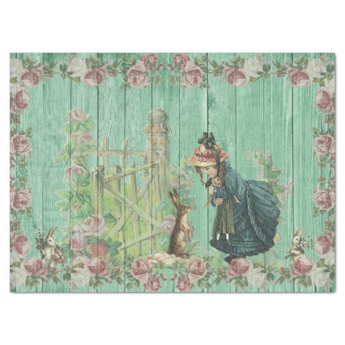 Vintage Easter Bunny Decoupage Tissue Paper | Zazzle.com
