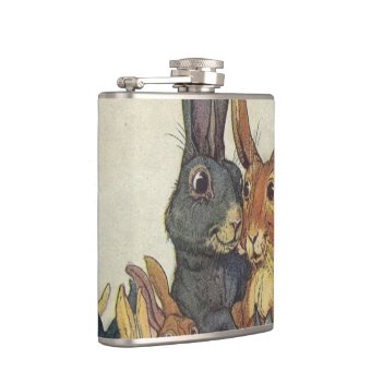 Vintage Easter bunny family Flask | Zazzle