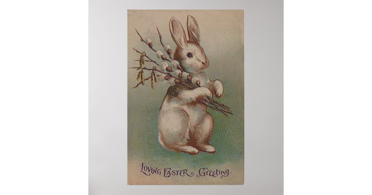 Vintage Easter Bunny Rabbit Poster | Zazzle