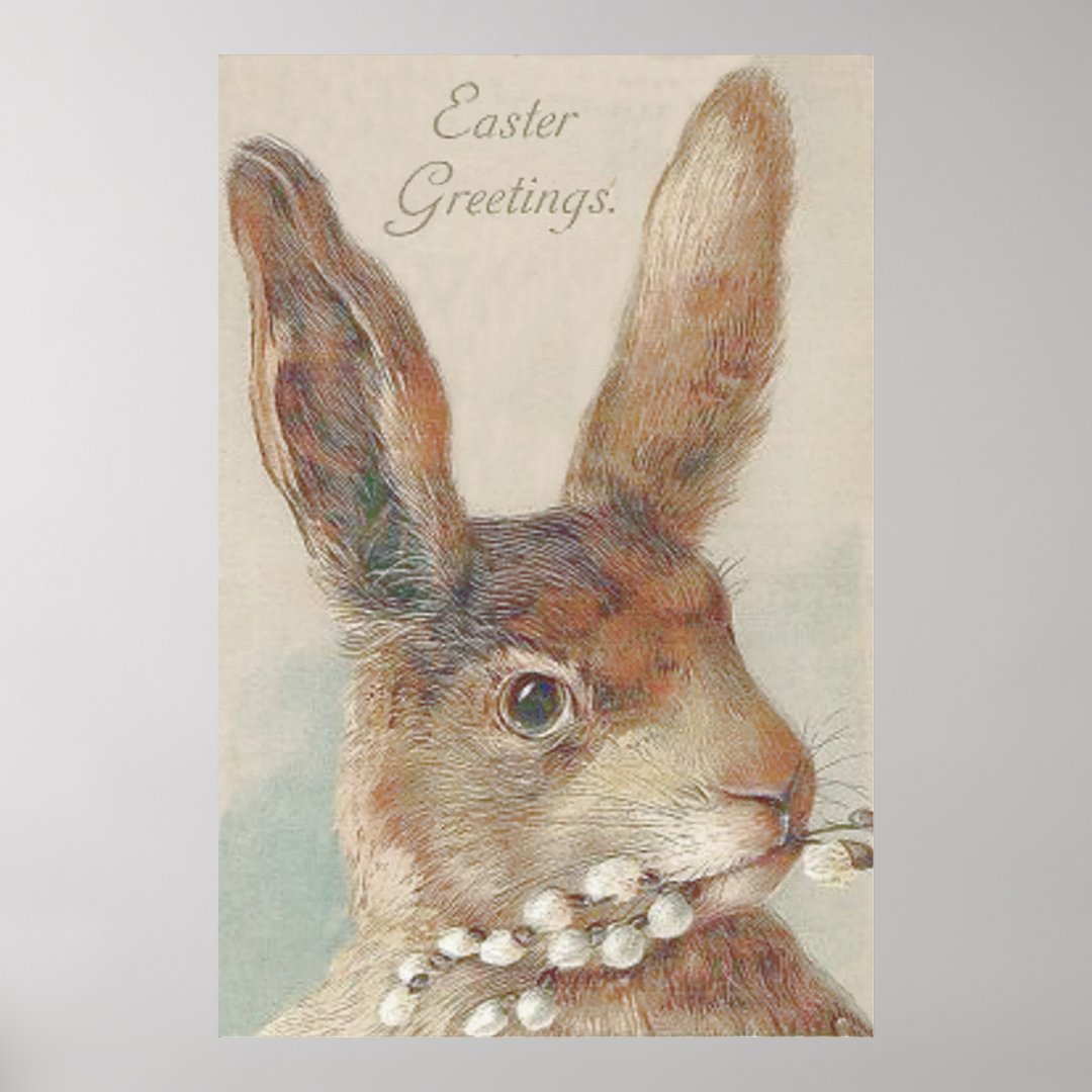 Vintage Easter Bunny Rabbit Poster | Zazzle
