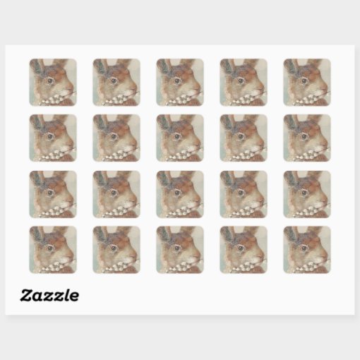 Vintage Easter Bunny Rabbit Square Sticker | Zazzle