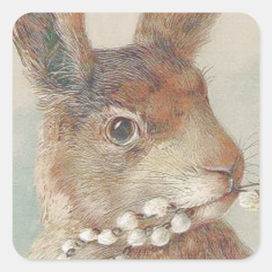 Vintage Easter Bunny Rabbit Square Sticker | Zazzle.com