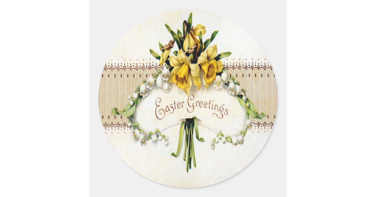 Vintage Easter Classic Round Sticker | Zazzle
