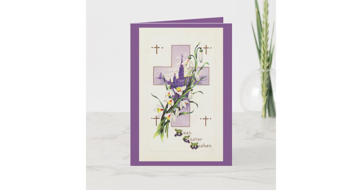 Vintage Easter Cross Holiday Card | Zazzle