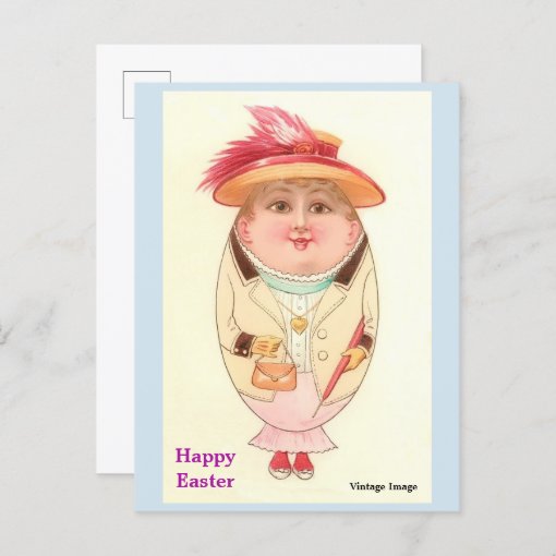 Vintage Easter Egg Lady is so Cute: Postcard | Zazzle