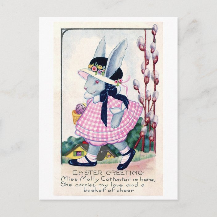 Vintage Easter Fashionable Bunny Postcard | Zazzle.com