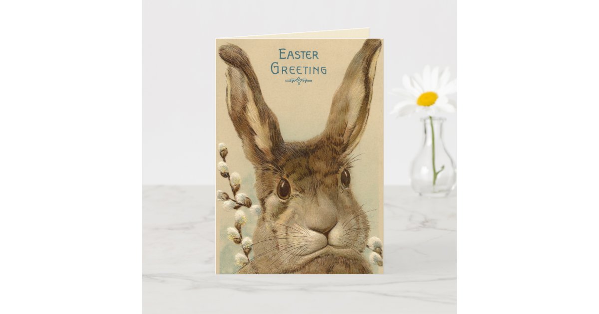 Vintage Easter Greeting Rabbit Card | Zazzle