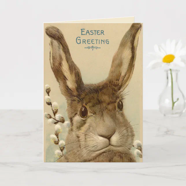 Vintage Easter Greeting Rabbit Card | Zazzle