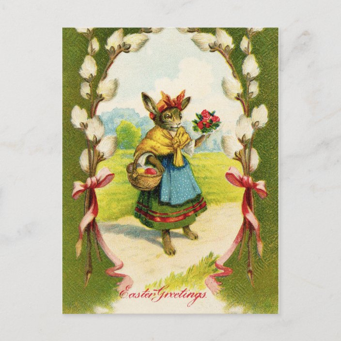 Vintage Easter Rabbit Easter Greetings Postcard | Zazzle.com