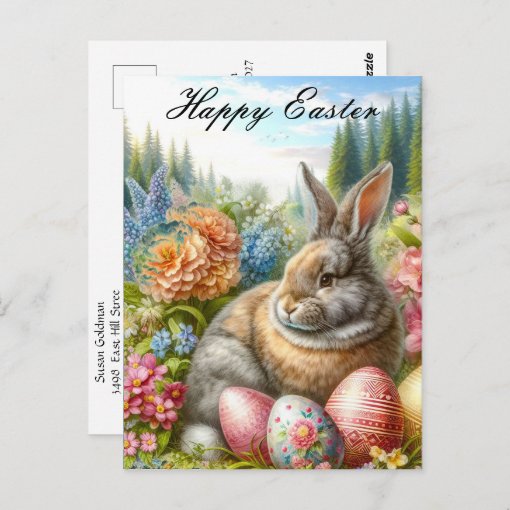 Vintage Easter Rabbit Holiday Postcard | Zazzle