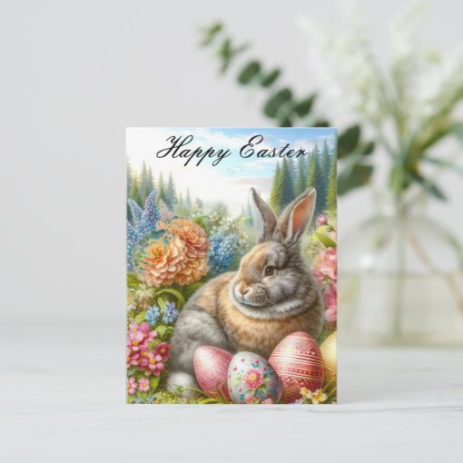 Vintage Easter Rabbit Holiday Postcard | Zazzle