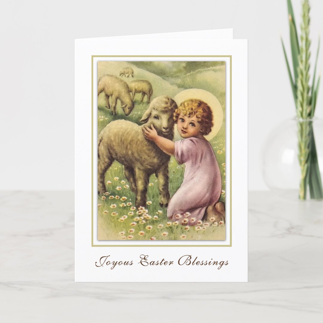 Vintage Easter Religious Blessings Prayer Holiday Card | Zazzle