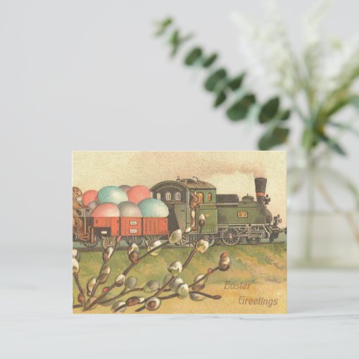 Vintage Easter Train Postcard | Zazzle