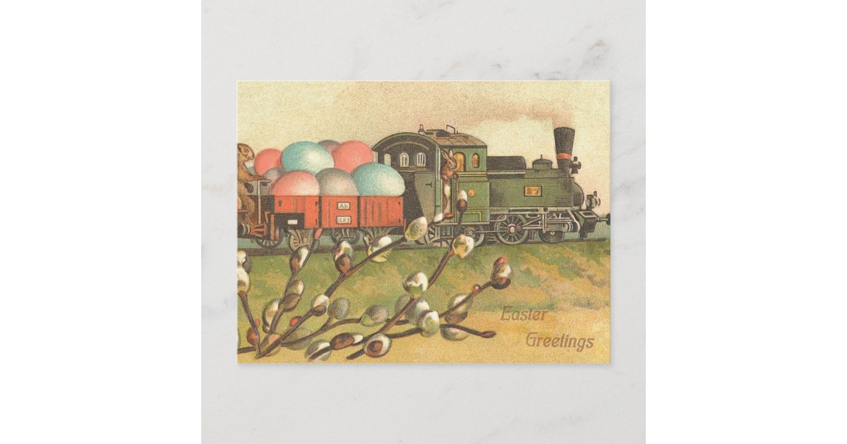 Vintage Easter Train Postcard | Zazzle