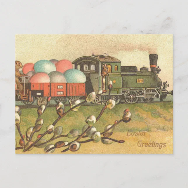 Vintage Easter Train Postcard | Zazzle