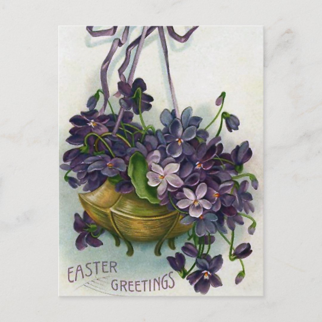 Vintage Easter Violets Holiday Postcard | Zazzle