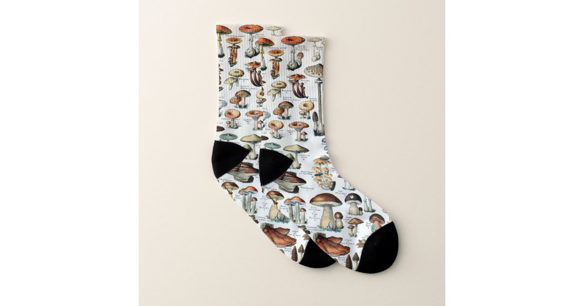 Vintage Edible Mushroom Chart Socks | Zazzle