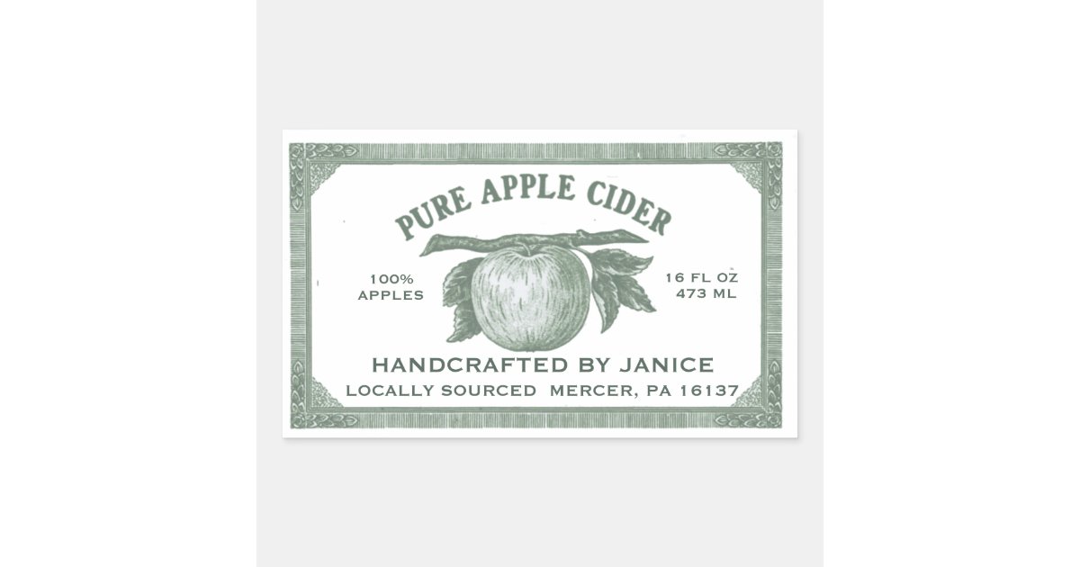 Vintage Editable Apple Cider Label Green | Zazzle