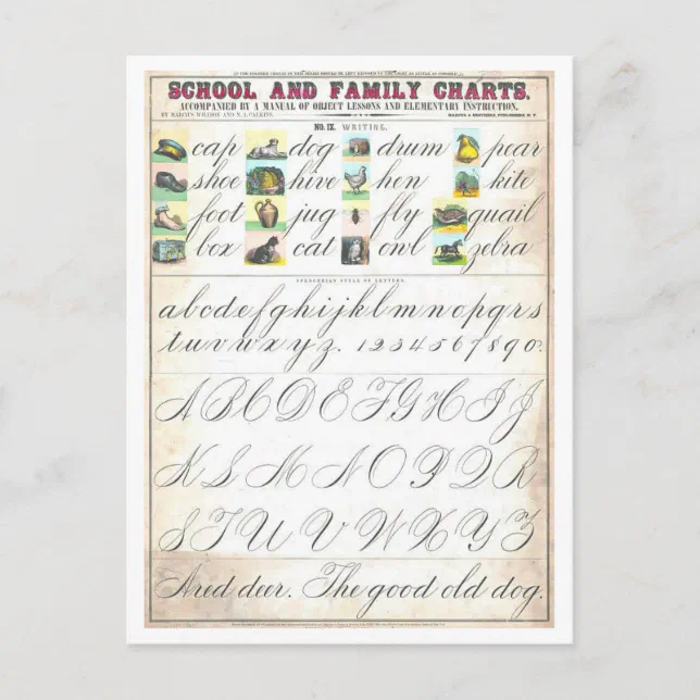 Vintage Educational Chart for Sight Words Postcard | Zazzle