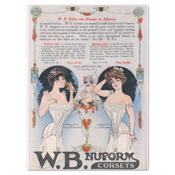 Vintage Edwardian Corset Ad Tissue Paper | Zazzle