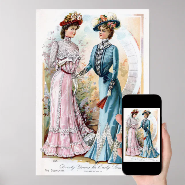 Vintage Edwardian Early Summer Dresses Poster | Zazzle