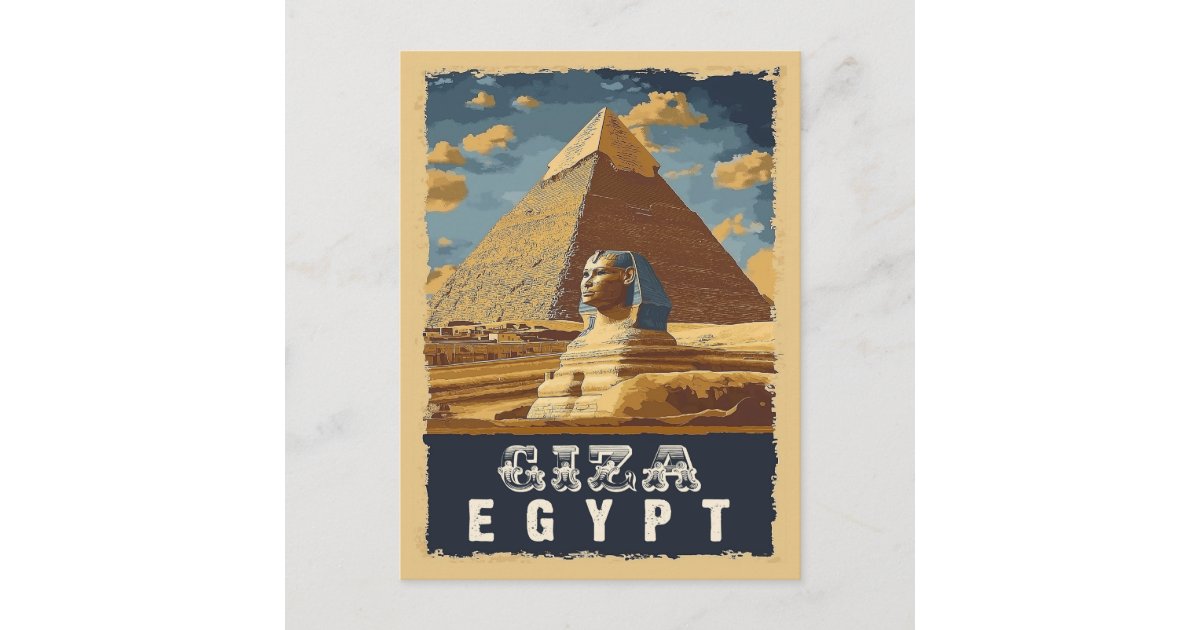 Vintage Egyptian : Great Pyramid of Giza Travel Postcard | Zazzle