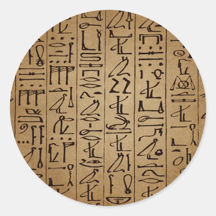 Vintage Egyptian Hieroglyphics Paper Print Classic Round Sticker ...