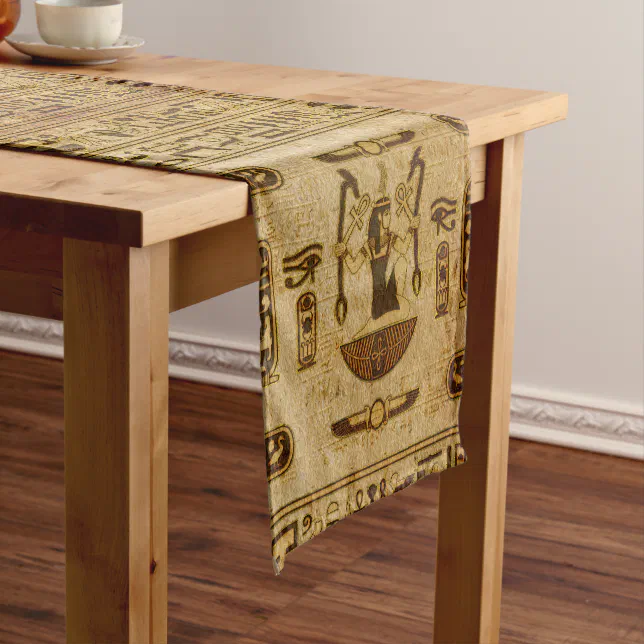 Vintage Egyptian Ornament Old Papyrus paper Short Table Runner | Zazzle
