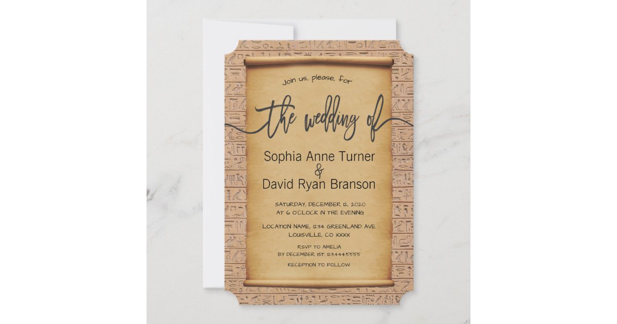 Vintage Egyptian Papyrus Wedding Invite | Zazzle