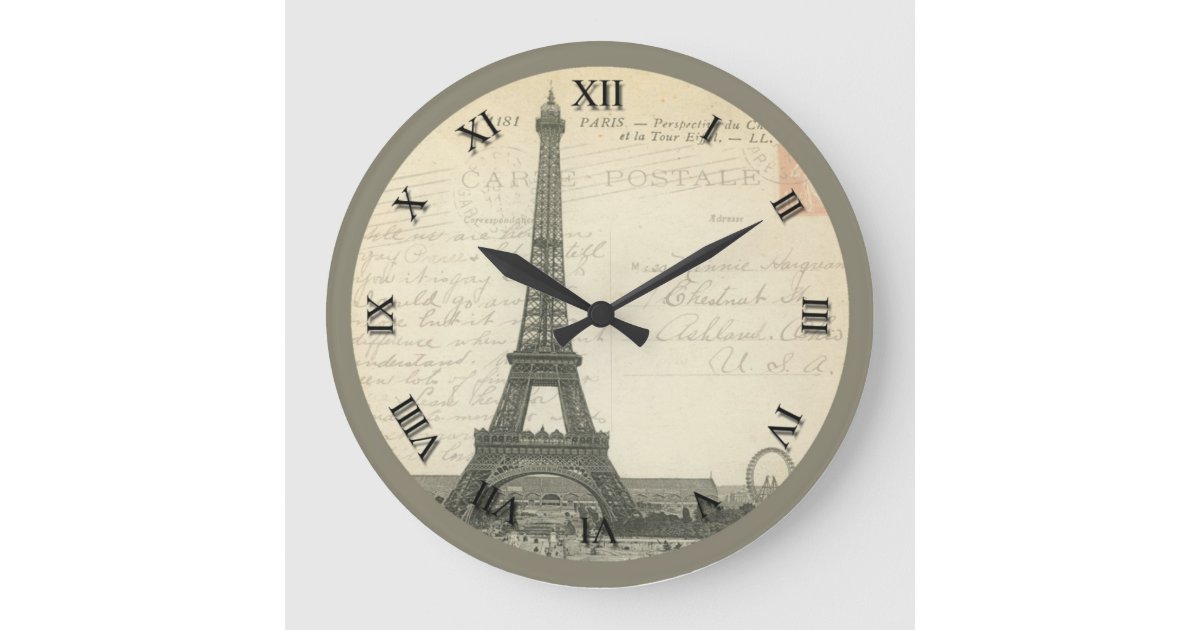 Vintage Eiffel Tower Clock | Zazzle