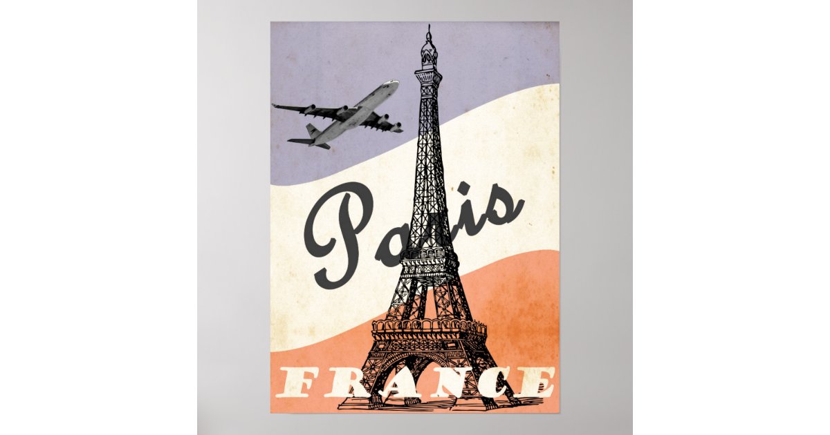 Vintage Eiffel Tower Paris Air Travel Advertising Poster | Zazzle