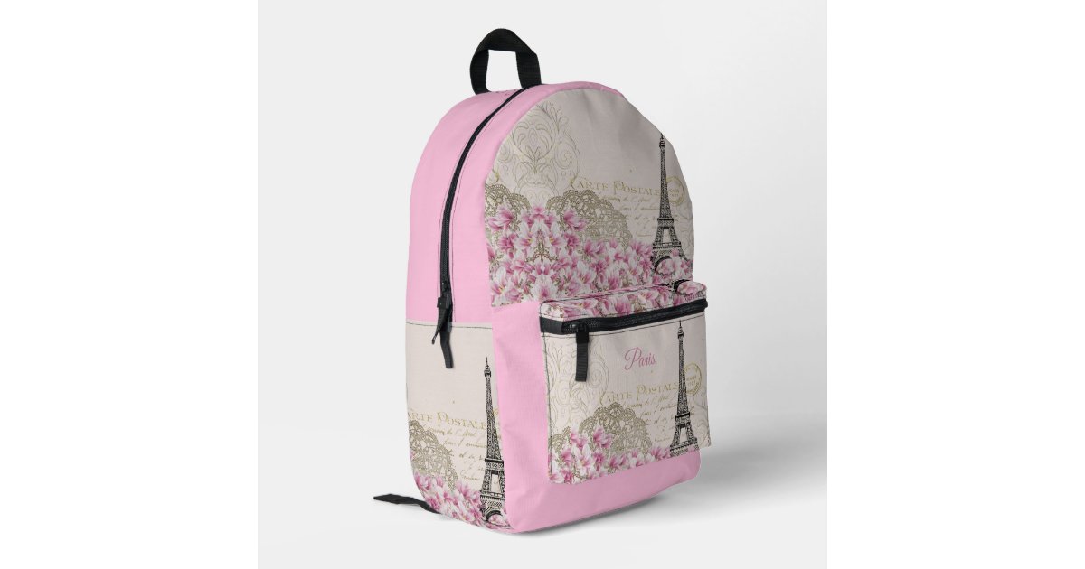 Vintage Eiffel Tower Paris Postcard Printed Backpack | Zazzle