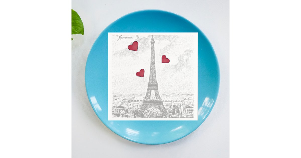 Vintage Eiffel Tower -red hearts Napkins | Zazzle