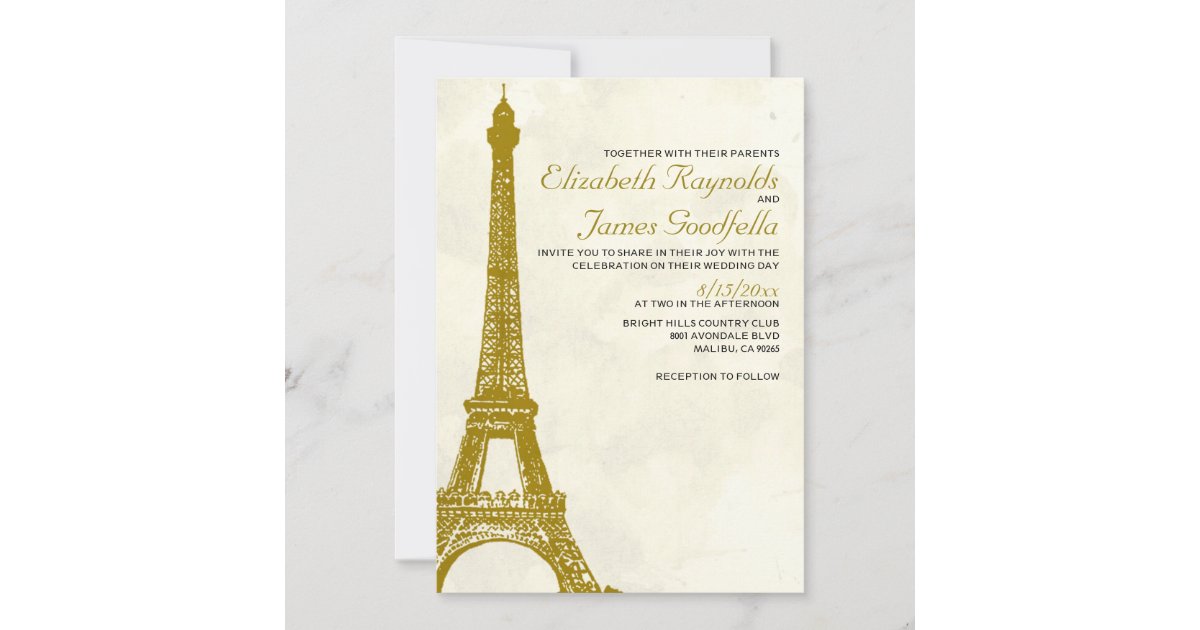 Vintage Eiffel Tower Wedding Invitations | Zazzle