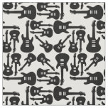 Musical Instruments Black & White Music Pattern Fabric | Zazzle