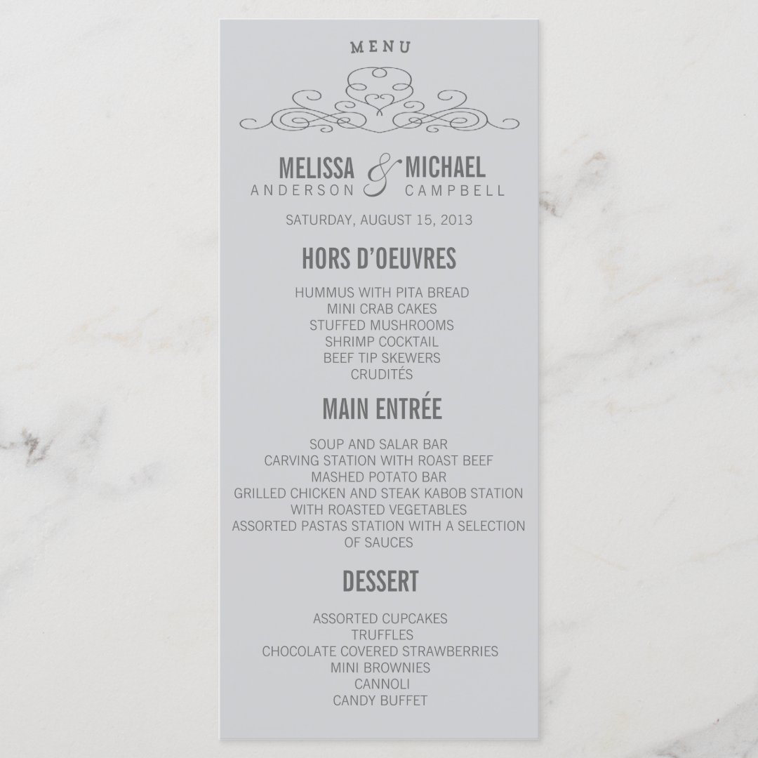 VINTAGE ELEGANCE | WEDDING MENU | Zazzle