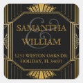 Vintage Elegant Art Deco Black Gold Address Label | Zazzle