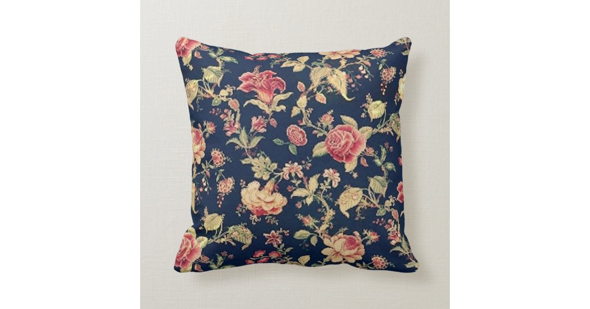 Vintage Elegant Floral Blue Rose Pillow | Zazzle.com
