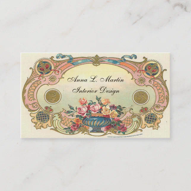 Vintage, Elegant, French Country, Floral Business Card | Zazzle
