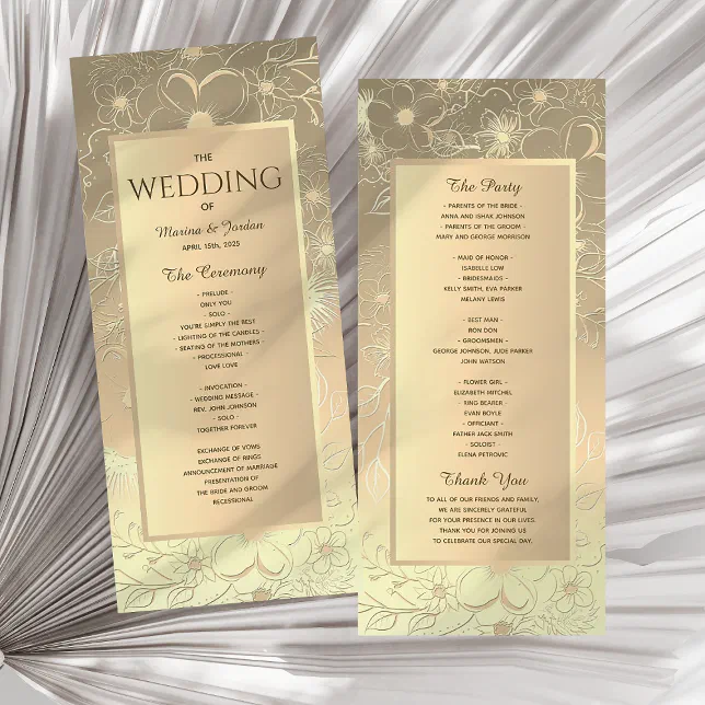 Vintage Elegant Gold Wedding Program | Zazzle