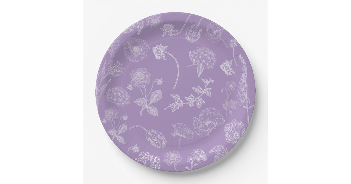 Vintage Elegant Lilac Lavender Floral Garden Paper Plates | Zazzle