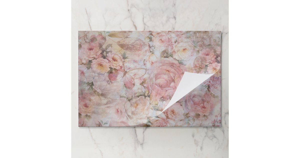 Vintage elegant pink collage floral typography paper pad | Zazzle