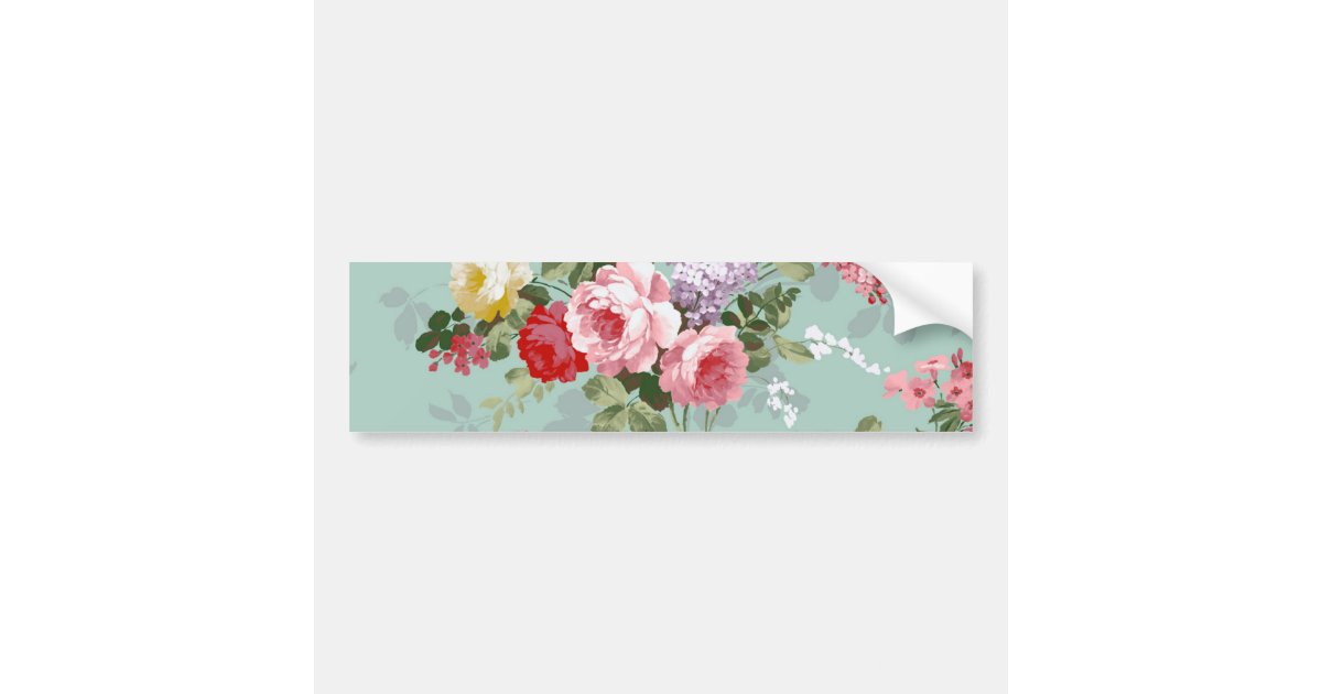 Vintage Elegant Pink Red Roses Pattern Bumper Sticker | Zazzle