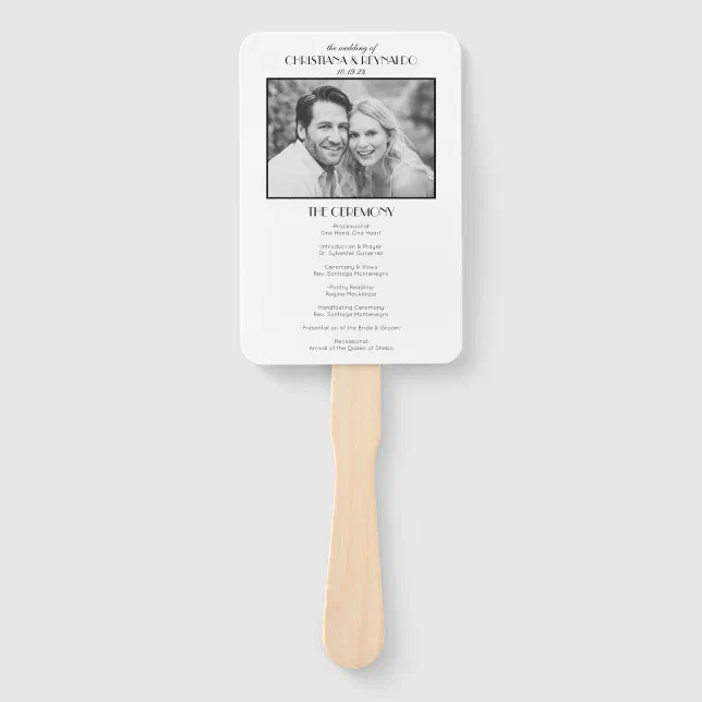 Vintage Elegant Roaring 20s Photo Wedding Program Hand Fan | Zazzle