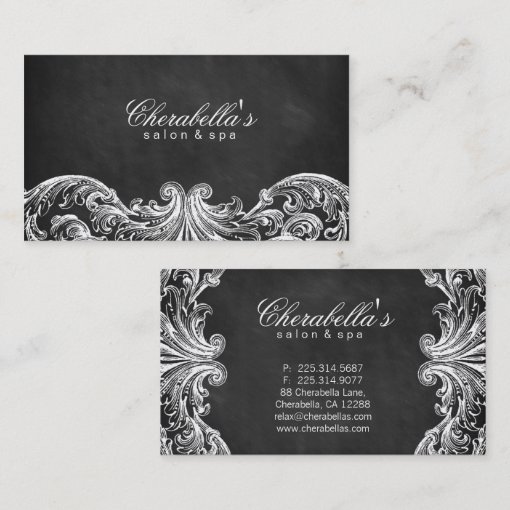 Vintage Elegant Salon Spa Business Card Chalkboard | Zazzle