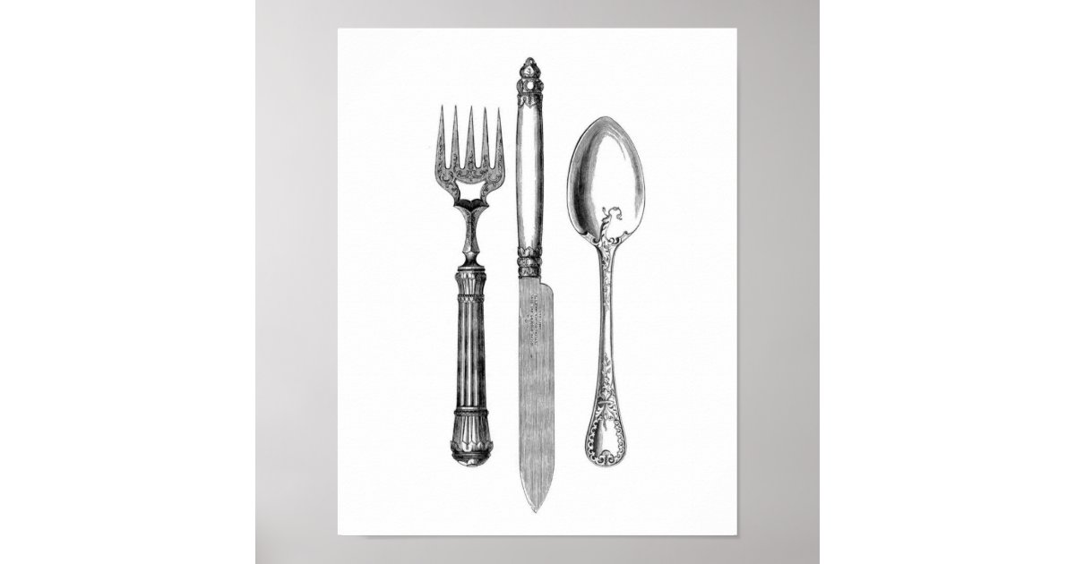 VIntage Elegant Silverware Poster | Zazzle
