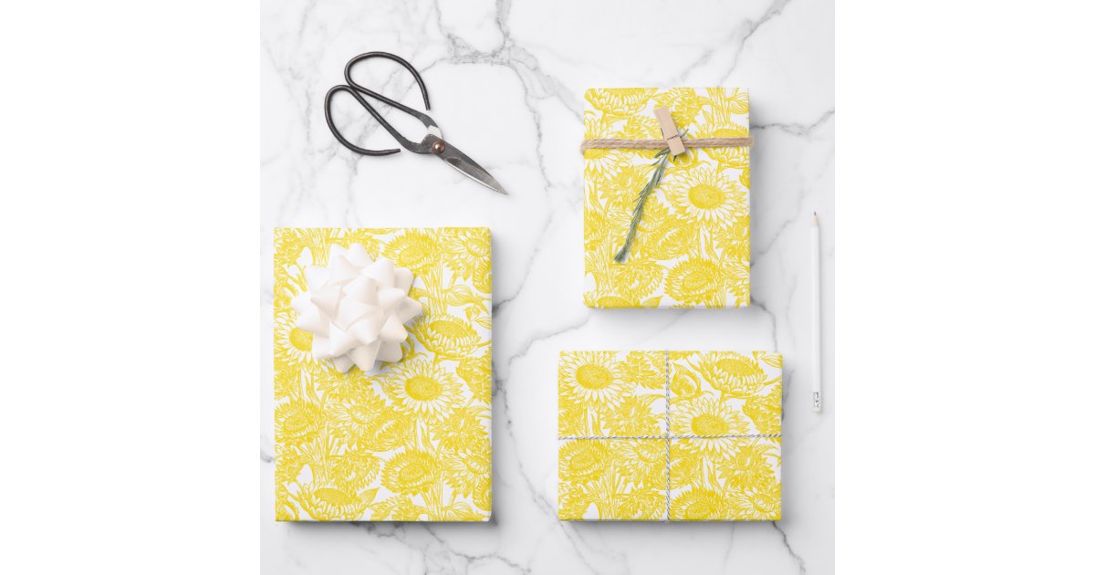 Vintage Elegant Sunflower Yellow Wrapping Paper Sheets | Zazzle