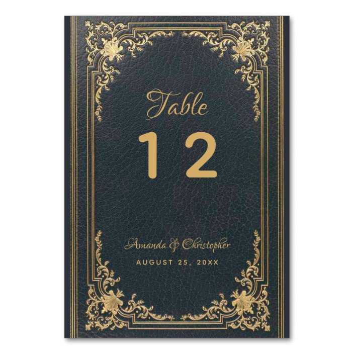 Vintage Elegant Wedding Gold Navy Blue Table Number | Zazzle.com