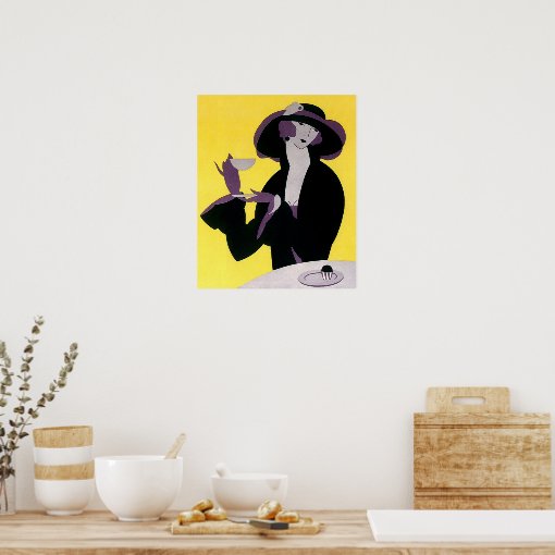 Vintage Elegant Woman Drinking Afternoon Tea Party Poster | Zazzle