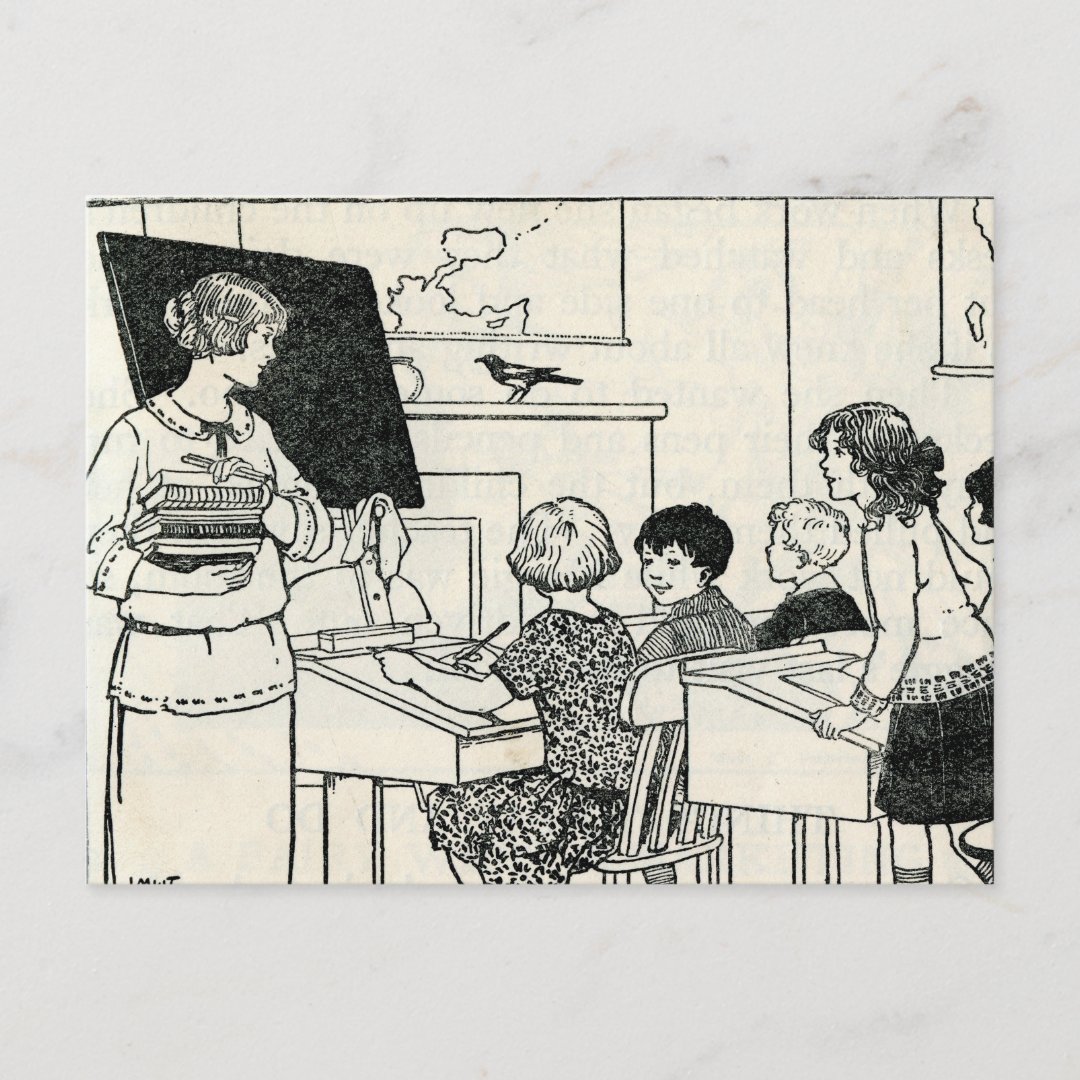 Vintage Elementary Grade School Teacher Postcard | Zazzle